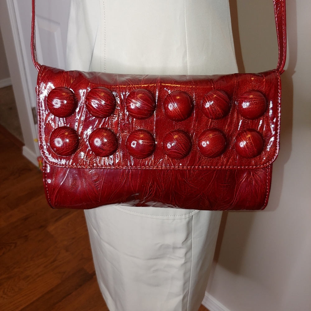 Candies Faux Patent Leather Crossbody/Clutch Euc - Gem